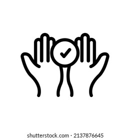 Hand Icon Check Mark Line Icon Stock Vector (Royalty Free) 2137876645 ...