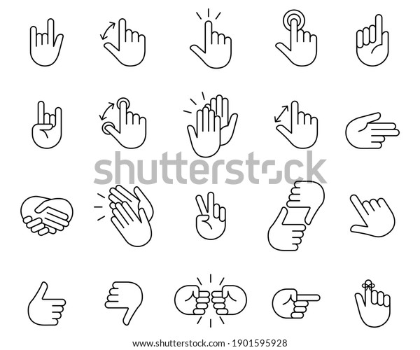 Conjunto de iconos de mano. Aplaudiendo: vector de stock (libre de ...