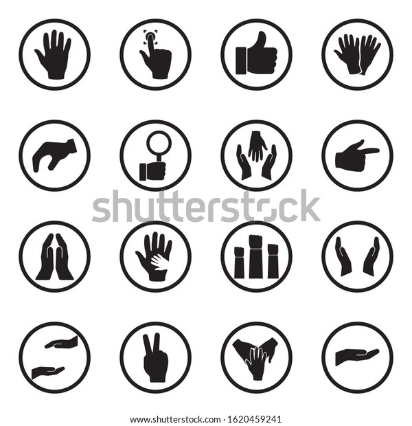 Hand Icons Black Flat Design Circle Stock Vector (Royalty Free ...