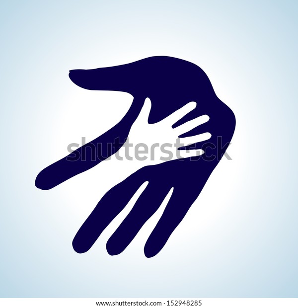 Hand Hand Illustration White Blue Help Stock Vector (Royalty Free ...