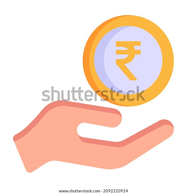 Hand Indian Rupee Concept Donation Flat Stock Vector (Royalty Free ...