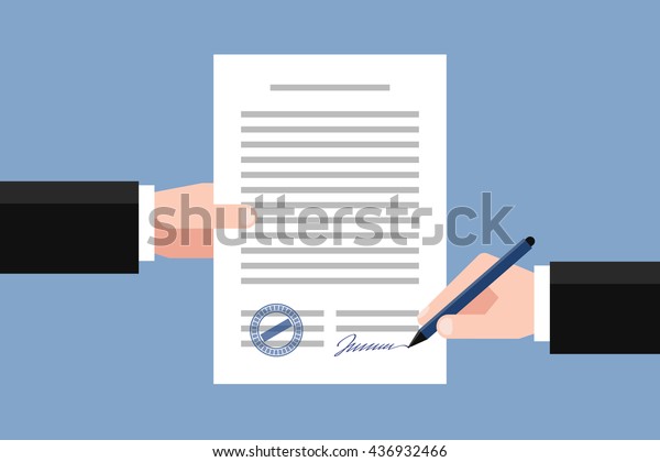 Hand Keeping Agreement Hand Keeping Pen Stock Vector (Royalty Free ...