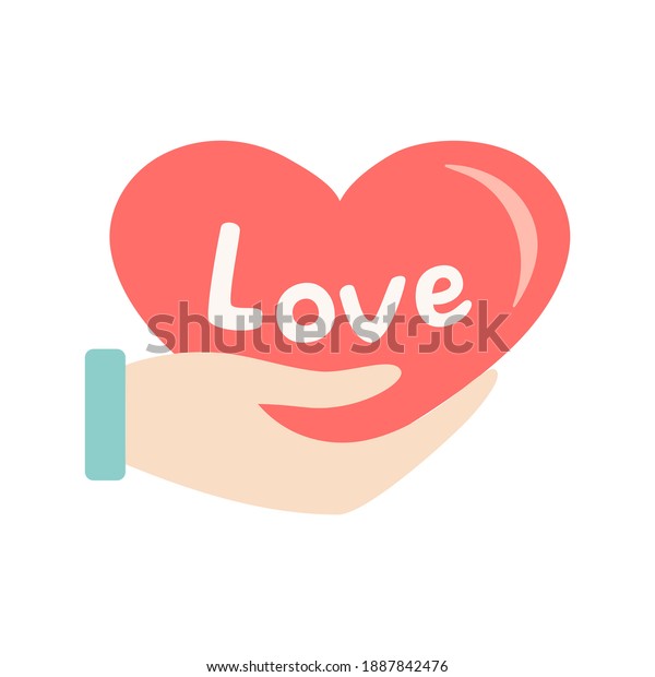 Hand Keeping Big Red Heart Word Stock Vector (Royalty Free) 1887842476 ...