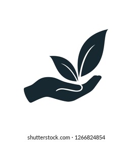 Hand Leaf Icon Nature Save Nature: vector de stock (libre de regalías ...