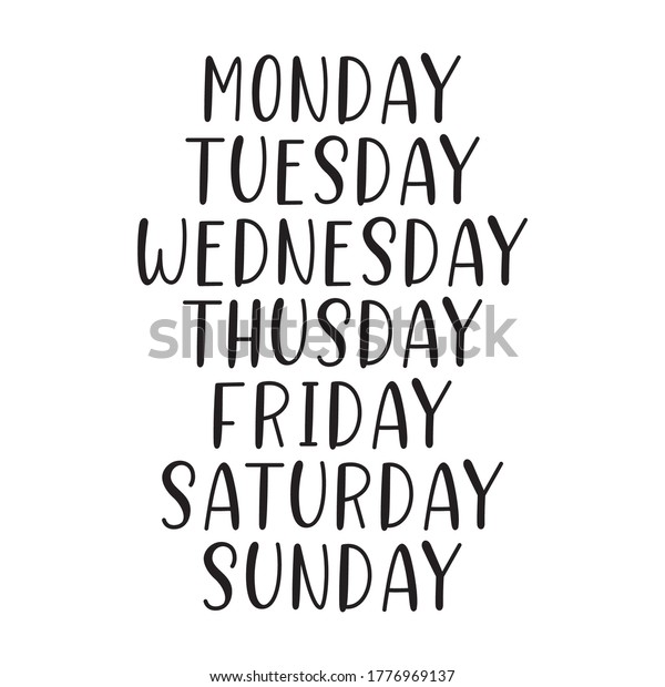 Hand Lettered Days Week Calligraphy Words Stock Vector (Royalty Free ...