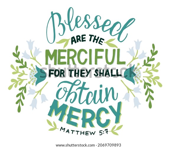 Hand Lettering Blessed Merciful Modern Background Stock Vector (Royalty ...