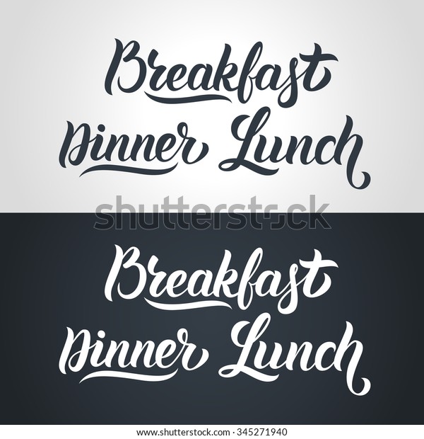 Hand Lettering Collection Menu Breakfast Dinner Stock Vector (Royalty ...