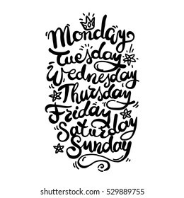 Hand Lettering Days Week Stock Vector (Royalty Free) 529889755 ...