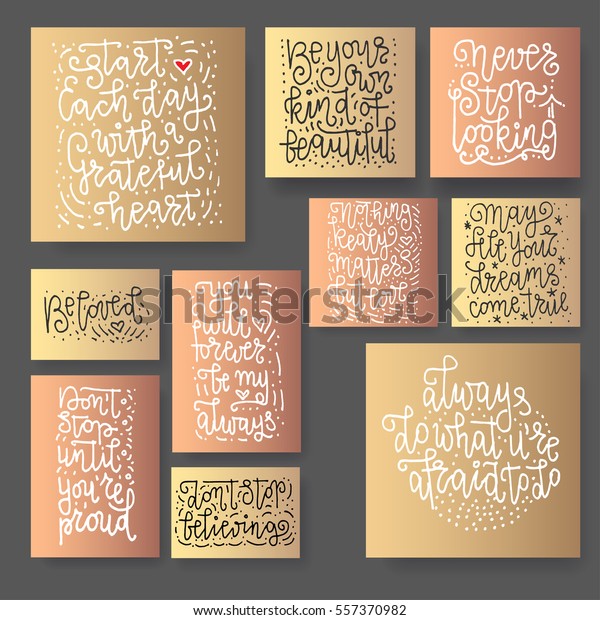 Hand Lettering Greeting Cards Set Hand Stock Vector (Royalty Free ...
