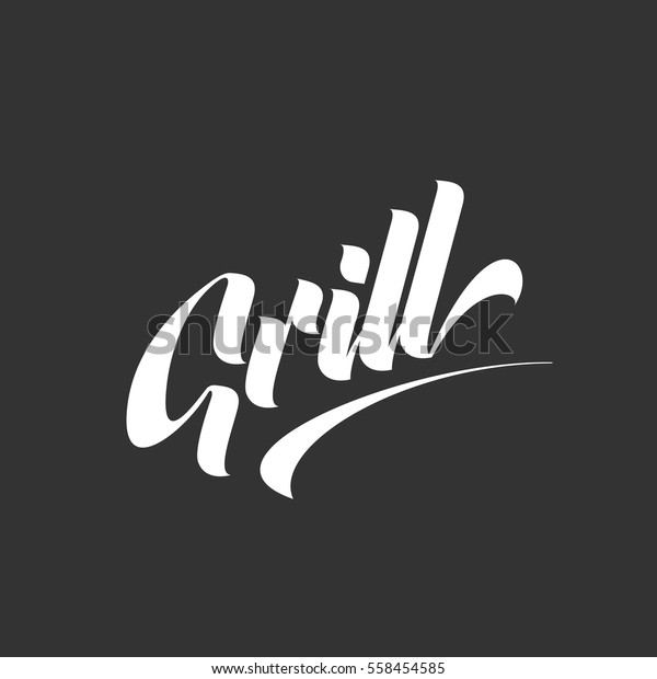 Hand Lettering Grill Logo Design Concept: เวกเตอร์สต็อก (ปลอดค่า ...