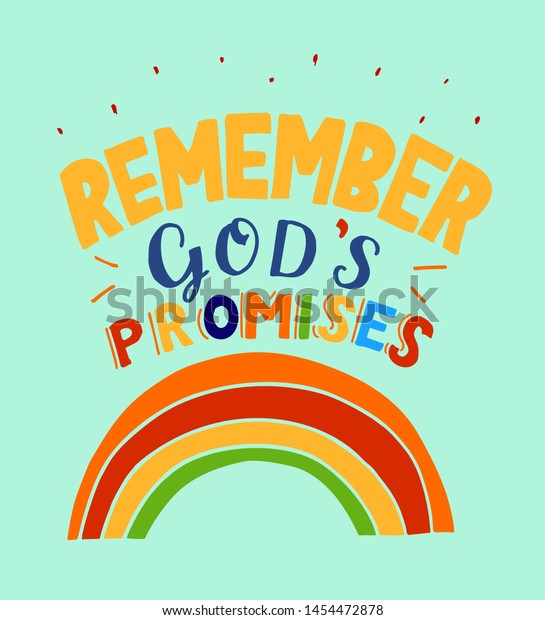 Hand Lettering Remember Gods Promises Rainbow: เวกเตอร์สต็อก (ปลอดค่า ...