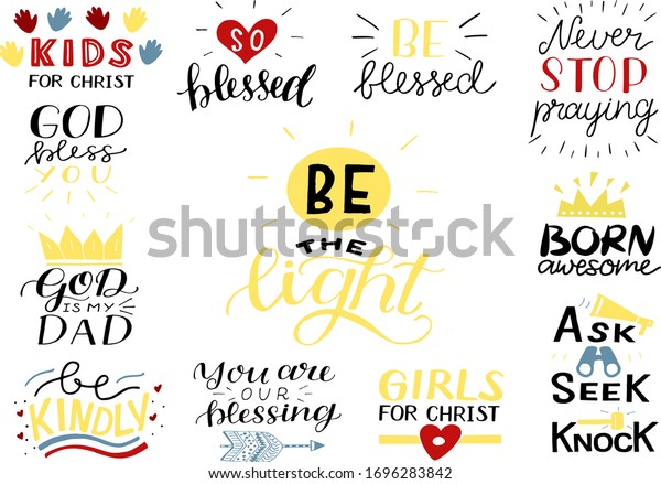 Hand Lettering Set Bible Verse Christian Stock Vector (Royalty Free ...