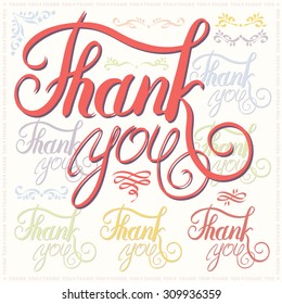Hand Lettering Thank You Different Colors Stock Vector (Royalty Free ...