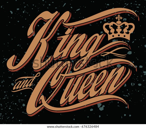 Hand Lettering Word King Queen Vector Stock Vector (Royalty Free) 676326484