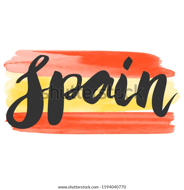 Hand Lettering Word Spain Spain Symbols: vector de stock (libre de ...