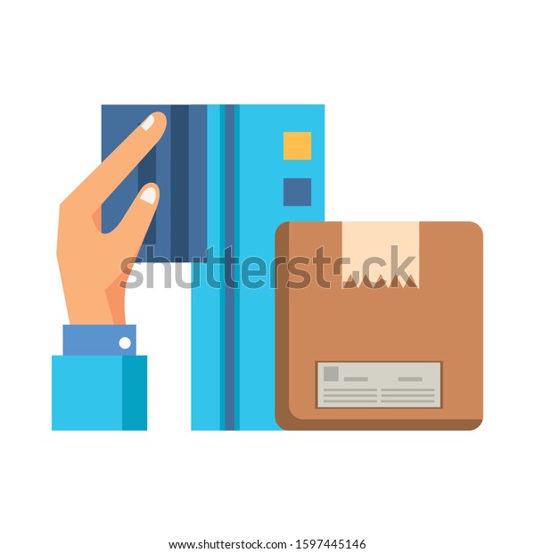 Hand Lifting Box Carton Packing Postal Stock Vector (Royalty Free ...