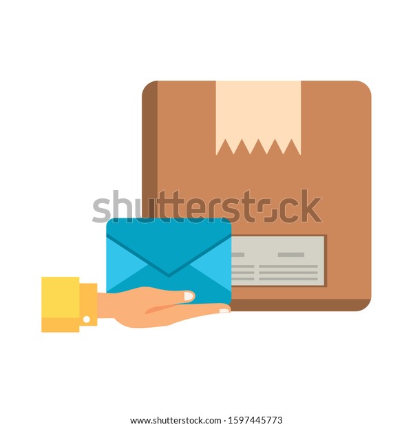 Hand Lifting Box Carton Packing Postal Stock Vector (Royalty Free ...