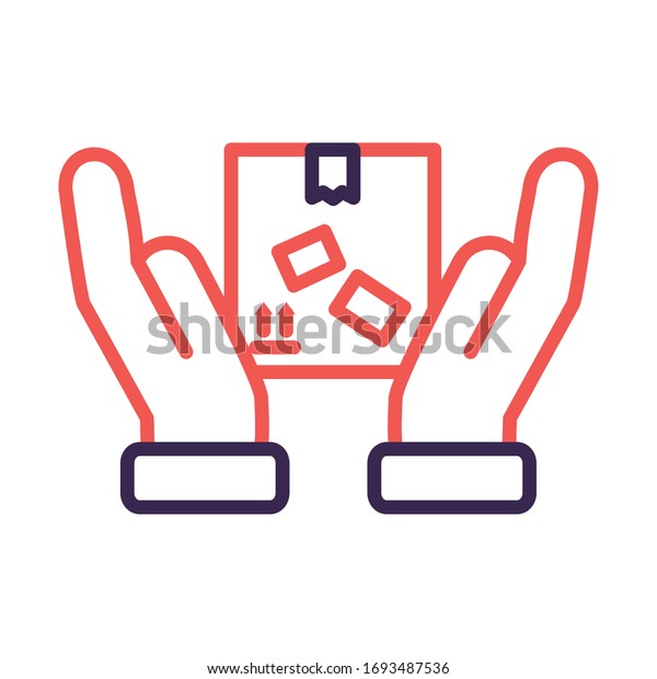 Hand Lifting Box Packing Postal Service Stock Vector (Royalty Free ...