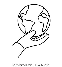 Hand Lifting World Planet Earth Icon Stock Vector (Royalty Free ...