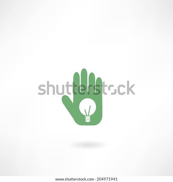 Hand Light Bulb Icon Stock Vector (Royalty Free) 204971941 | Shutterstock