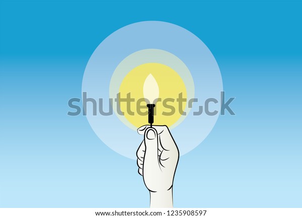 Hand Light Illuminate Vector Ilusstration Stock Vector (Royalty Free ...