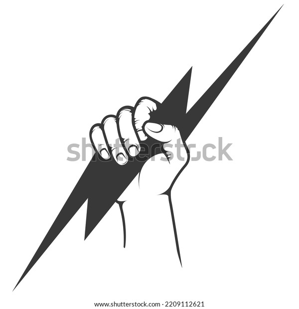 Hand Lighting Bolt Anger Electricity Power Stock Vector (Royalty Free ...