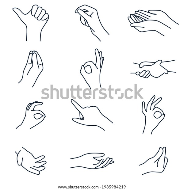 Hand Line Art Icon Set Stock Vector (Royalty Free) 1985984219 ...
