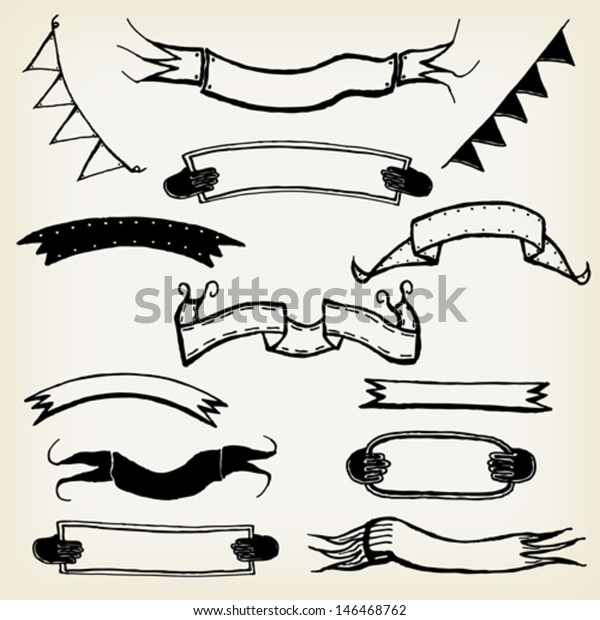 Hand Made Circus Banners Ribbons Set Stock Vector (Royalty Free ...