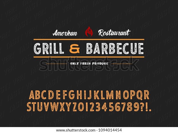 Hand Made Font American Grill Custom Stock Vector (Royalty Free) 1094014454