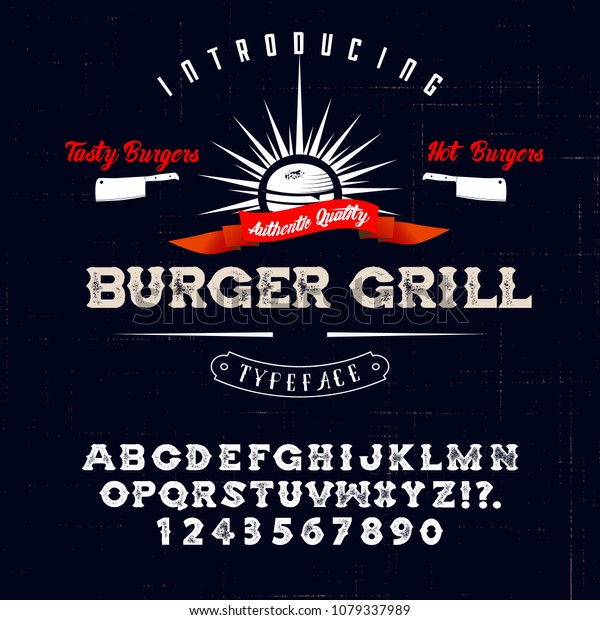 La Mano Hizo Fuente 'Burger Grill'.: vector de stock (libre de regalías ...