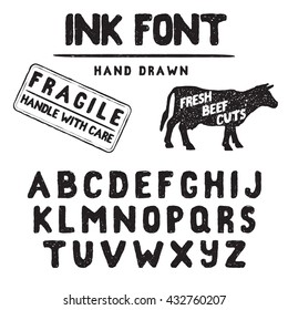 Hand Made Ink Stamp Font Handwritten Stock Vector (Royalty Free ...
