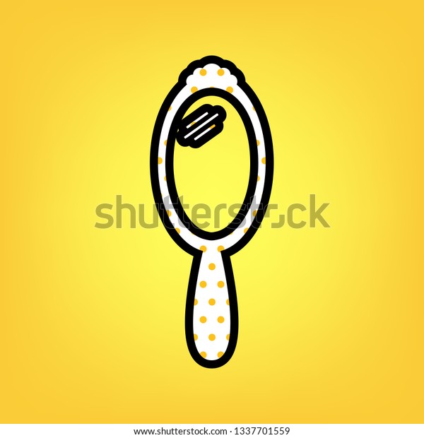 Hand Mirror Sign Vector Yellow Polka Stock Vector (Royalty Free ...