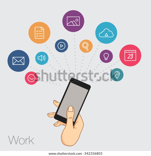 Hand Mobile App Icons Internet Trend 스톡 벡터(로열티 프리) 342336803 | Shutterstock