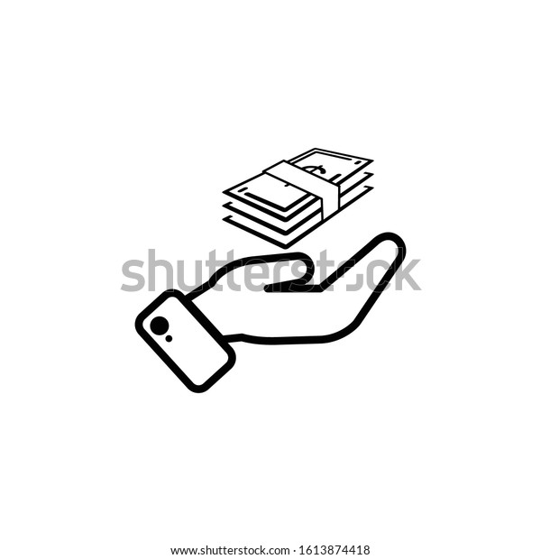 Hand Money Icon Black Vector Illustration Stock Vector (Royalty Free ...