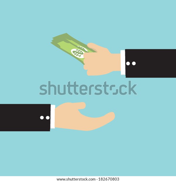 Hand Moneymoney Transfer Vector Stock Vector (Royalty Free) 182670803