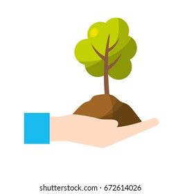 Hand Natural Tree Ground Icon Stock Vector (Royalty Free) 672614026 ...