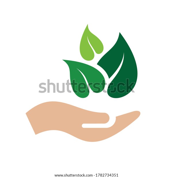 Hand Nature Logo Design Template Stock Vector (Royalty Free) 1782734351