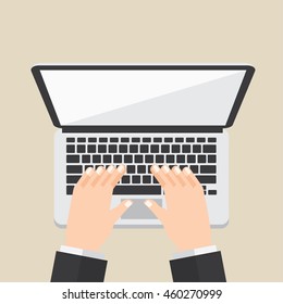 Hand On Laptop Computer User Vector Stock Vector (Royalty Free ...