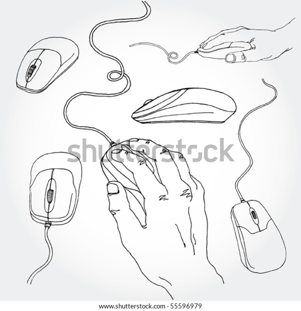 Hand On Mouse Outline Stock Vector (Royalty Free) 55596979 | Shutterstock