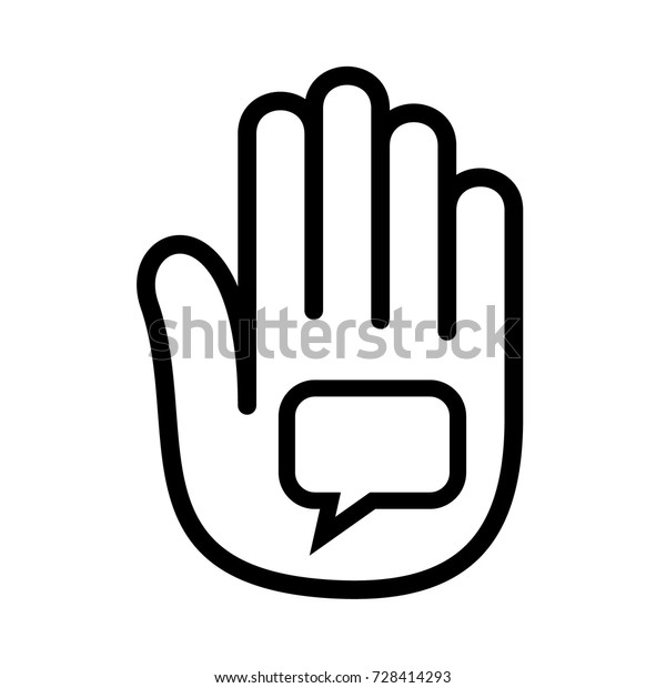 Hand Open Palm Speaking Bubble Talk Stock Vector (Royalty Free ...
