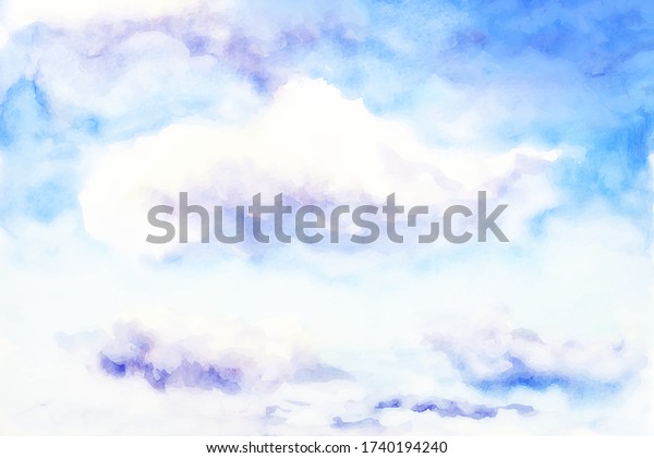Hand Painted Blue Sky Clouds Abstract Stock Vector (Royalty Free ...