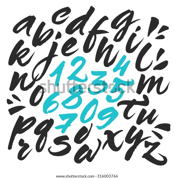 Hand Painted Brush Alphabet Expressive Calligraphic Stock Vector ...