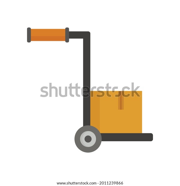 Hand Parcel Cart Icon Flat Illustration Stock Vector (Royalty Free ...