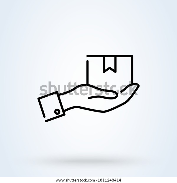 Hand Parcel Icon Logo Line Art Stock Vector (Royalty Free) 1811248414 ...