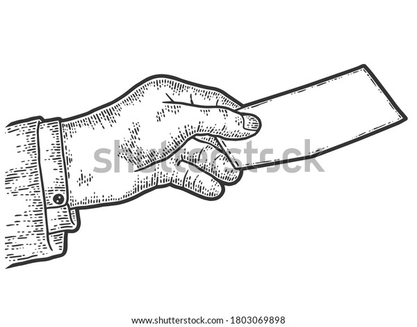 Hand Passes Blank Sheet Paper Sketch Stock Vector (Royalty Free) 1803069898