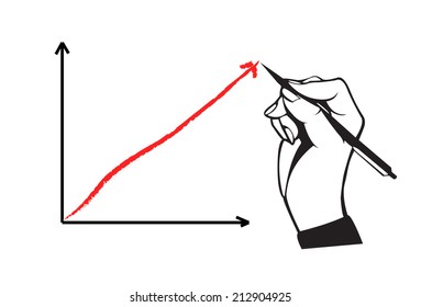 Hand Pen Drawing Red Line Graph Stock Vector (Royalty Free) 212904925 ...