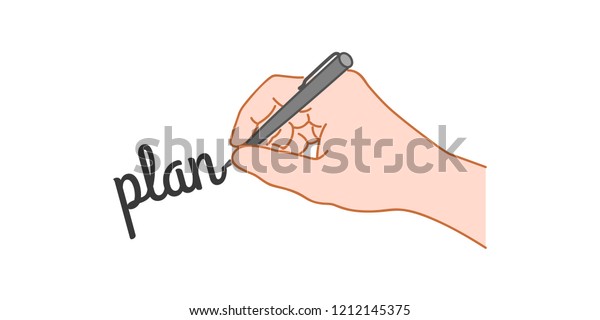 Hand Pen Writing Word Plan Hand Stock Vector (Royalty Free) 1212145375 ...