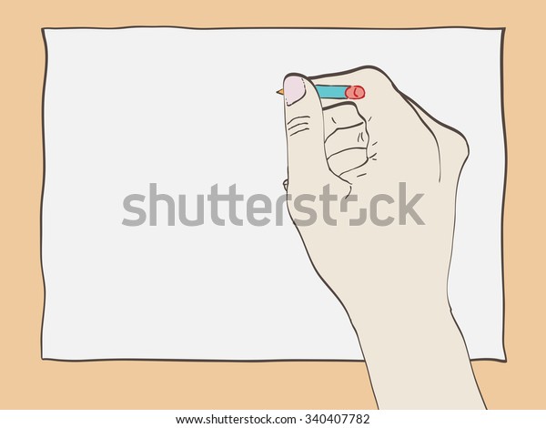 Hand Pencil Eraser Drawing On Sheet Stock Vector (Royalty Free) 340407782