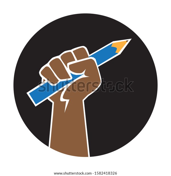 Hand Pencil Logos Vector Illustrations White: vector de stock (libre de ...