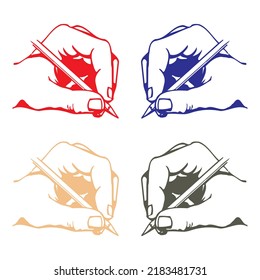 Hand Pencil Vector Illustration Hand Holding Stock Vector (Royalty Free ...